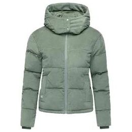 Steppjacke Ragwear "Roobie Cordy", Damen, Gr. S (36), graugr&uuml;n, Obermaterial: 100% Baumwolle; Innenfutter: 100% Polyester; Wattierung: 100% Polyester, gerade h&uuml;ftlang, hoch geschlossener Ausschnitt, weit Rippstrickb&uuml;ndchen, Jacken Steppjacke, Wasserdichte Winterjacke aus Kord mit abnehmbarer Kapuze