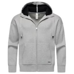 Kapuzensweatjacke Ragwear "Raggan Zip", Herren, Gr. M (50), grau, Material: 50% Viskose, 28% Polyester, 22% Nylon, gerade hüftlang, hoch geschlossener Ausschnitt, eng Rippstrickbündchen, Sweatjacken, Zipper aus Rippstrick mit großer Kapuze