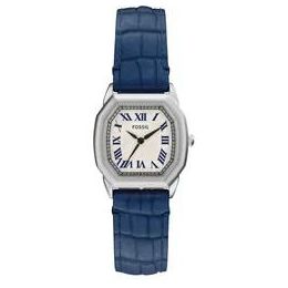 Quarzuhr Fossil "HARLOW", silber (dunkelblau, silberfarben), Armbanduhren, Damen, Armbanduhr, Damenuhr, Lederarmband, analog