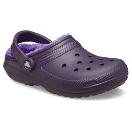 Clog Crocs "Classic Lined", Damen, Gr. 42, lila (schwarz iris), CrosliteTM, Schuhe, Pantolette, Hausschuh, Winterschuh mit Warmfutter