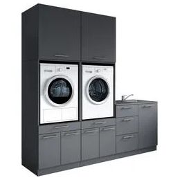 Mehrzweckschrank-Set LAUNDREEZY "Laundreezy, 6-tlg. Mehrzweckschrank-Set B/H/T 238/238/68 cm", anthrazit matt, B:236cm H:238cm T:68cm, Holzwerkstoff, Kastenmöbel-Sets, Breite 238 cm, Soft-Close-Funktion für Türen