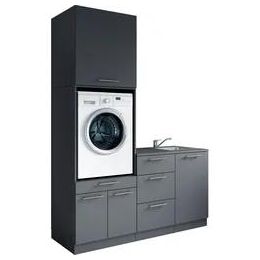 Mehrzweckschrank-Set LAUNDREEZY "Laundreezy, 4-tlg. Mehrzweckschrank-Set B/H/T 168/238/68 cm", anthrazit matt, B:168cm H:238cm T:68cm, Holzwerkstoff, Kastenmöbel-Sets, Breite 168 cm, Soft-Close-Funktion für Türen