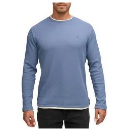 Langarmshirt INDICODE "INSigfinn", Herren, Gr. XXL, china blau, Single Jersey, Obermaterial: 60% Baumwolle, 40% Polyester, unifarben, regular fit normal, Rundhals, Shirts Langarmshirt