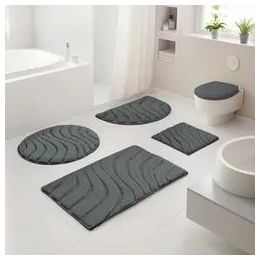 Badematte OTTO HOME "Levii, Badvorleger, Badezimmer Teppich, sehr weich", anthrazit, H:20mm, Polyester, Badematten, Badematte, Hoch-Tief-Effekt, weiche Haptik, Made in Europe