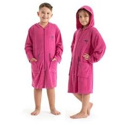 Kinderbademantel Kangaroos "Kira, Ideal f&uuml;r Zuhause, Schwimmbad oder im Urlaub" Gr. 152, rosa (pink, grau), 152, Leichtfrottier, Hausm&auml;ntel, modernen, sportliches Design, leuchtenden Akzenten