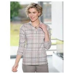 Stehkragenshirt Classic Basics "Shirt", Damen, Gr. 50, rosa (hellgrau, rosenholz, bedruckt), 100% Baumwolle, gemustert, mehrfarbig, Shirts