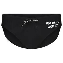 Badeslip Reebok "Wells", Herren, Gr. S, N-Gr, schwarz, Microfaser, Obermaterial: 80% Polyamid, 20% Elasthan. Futter: 100% Polyester, unifarben, Badehosen, mit Kordel, mit Logoschriftzug, kurz, basic, bequem, schnell trocknend