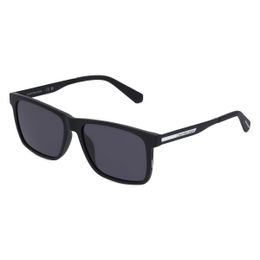 Calvin Klein CKJ21624S | Unisex-Sonnenbrille | Fassung: Vollrand, Quadratisch, Kunststoff, Schwarz Matt | Glasfarbe: Grau
