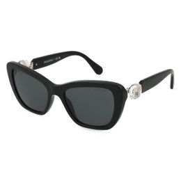 Swarovski 0SK6018 | Damen-Sonnenbrille | Fassung: Vollrand, Cat Eye, Acetat, Schwarz | Glasfarbe: Grau