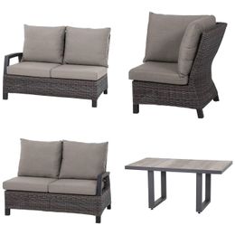 Gartenlounge-Set siena GARDEN "Corido", grau (charcoal grau, schwarz,), Aluminium, Sitzmöbel-Sets