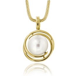 Kettenanhänger Firetti "Schmuck Geschenk Gold 333 Halsschmuck Anhänger für Halskette", gold (gelbgoldfarben, weiß), Schmuckanhänger, Damen, Gelbgold 333 Perlen, 1,45 g, Gelbgold 333, Perlen, mit Süßwasserzuchtperle