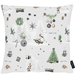 Kissenhülle Apelt "3710", weiß (grün, weiß), B:40cm L:40cm, Polyester, Baumwolle, Polyester, Kissenbezüge