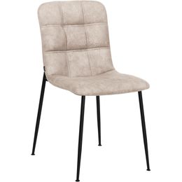 Esszimmerstuhl OMG DESIGN "Ancona", sand, schwarz, B:44,5cm H:81,5cm T:57,5cm, Polyester, Stühle, Schalenstuhl, bequem gepolstert, Esszimmerstuhl