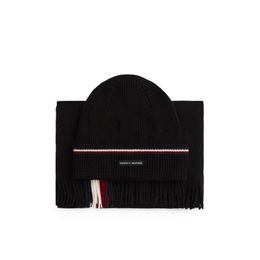 Tommy Hilfiger Damen Beanie "TH RWB BEANIE & SCARF"schwarz, Strick, Wollmischung, Mützen, in Geschenkbox, aus Wollmix