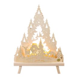 LED Lichterbogen SAICO ORIGINAL "Deko-Lichterspitze, Wald", natur, B:30cm H:41cm T:6cm, Holz teilmassiv, Schwibb&ouml;gen, inkl. LED-Leuchtmittel, warmwei&szlig;, BxHxT: 30x41x6 cm