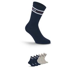 Socken Fila "UNISEX LIFESTYLE PLAIN SOCKS", Damen, Gr. 35-38, navy, grau, Baumwollmischung, normal, Socken, mit eingestricktem Logo