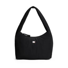 Hobo Tommy Jeans "TJW URBAN NYLON HOBO", Damen, Gr. B/H/T: 36cm x 28cm x 19cm, schwarz, Textil, Taschen, Damen Schultertasche, Minibag mit wertigem Logo-Emblem