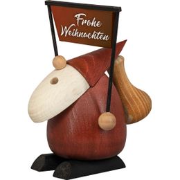 Räuchermännchen SAICO ORIGINAL "Weihnachtsmann - Frohe Weihnachten", rot, H:13cm L:10cm T:10cm, Holz, Räucherdeko, BxHxT: 10x13x10 cm