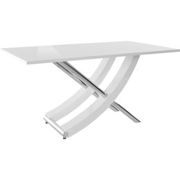 Esstisch Inosign "Kaleo, TOPSELLER", wei&szlig; (wei&szlig;, chrom, wei&szlig;), B:160cm H:76cm T:90cm, Tische, Esstisch, Breite 160 cm, modernes Design, stabil, Hochglanz
