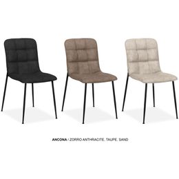 Esszimmerstuhl OMG DESIGN "Ancona", anthrazit, schwarz, B:44,5cm H:81,5cm T:57,5cm, Polyester, Stühle, Schalenstuhl, bequem gepolstert, Esszimmerstuhl