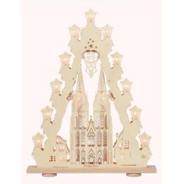 LED Lichterbogen SAICO ORIGINAL "3D-Lichterspitze, K&ouml;lner Dom", natur, B:52cm H:67cm T:6cm, Holz teilmassiv, Schwibb&ouml;gen, Premium LED-Beleuchtung, warmwei&szlig;, BxHxT: 52x67x6 cm