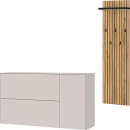 Garderoben-Set Germania "GW-Lomena", kaschmir, B:198cm H:200cm T:41cm, Metall, Spanplatte, Kastenmöbel-Sets, Tür rechts- und links montierbar