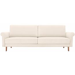 3-Sitzer "CR.450, Designsofa, Loungesofa", wei&szlig; (perlwei&szlig; 534, 12), B:208cm H:85cm T:95cm, NaturLEDER OSKAR (echtes Rindsleder);Chenille COCO (72% Polyester 15% Baumwolle 13% Polyacryl), CREATION BY ROLF BENZ, Sofas, modern Landhaus, Breite 208 cm, F&uuml;&szlig;e in Nussbaum