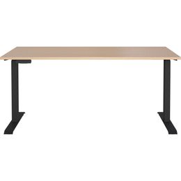 Schreibtisch Germania "GW-Oviedo", lindberg, eiche, nachbildung, schwarz, schwarz, lindberg, eiche, nachbildung, B:160cm H:72cm T:80cm, Tische, Bedieneinheit mit Memory-Funktion und USB-Port