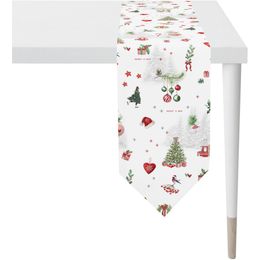 Tischband Apelt "3710", weiß (grün, rot, weiß), B:175cm L:32cm, Baumwolle, Polyester, Tischdecken