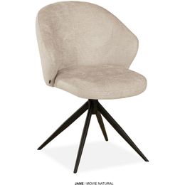Esszimmerstuhl OMG DESIGN "Jane", natural, schwarz, B:59,5cm H:85cm T:67cm, Polyester, Stühle, Drehstuhl mit auto-return, Schalenstuhl