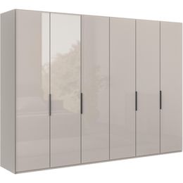 Falttürenschrank Wiemann "Ohio, Kleiderschrank, Schrank, Garderobe, mit Glasfront, 300 cm", kieselgrau, B:300cm H:236cm T:58cm, Schränke, inklusive Türdämpfung, hochwertige Glasfront