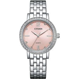 Quarzuhr Citizen, silber (silberfarben, rosa), Armbanduhren, Damen, Armbanduhr, Damenuhr, Edelstahlarmband, analog