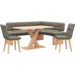 Eckbankgruppe Home Affaire "Louise + Miles Essecke Sitzgruppe Eckbank Küchenbank", beige (silber lining, silber lining,), B:212cm H:86cm T:170cm, FSC-zertifizierter Holzwerkstoff, FSC-zertifiziertes Massivholz, Polyester, Sitzmöbel-Sets, Sitzgruppe Esszimmer Stühle Tisch und Bank bequem gepolstert