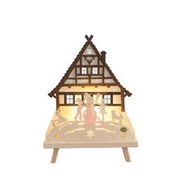 LED Lichterbogen SAICO ORIGINAL "Deko-Lichterspitze, Waldhaus", natur, B:30cm H:41cm T:6cm, Holz teilmassiv, Schwibbögen, inkl. LED-Leuchtmittel, warmweiß, BxHxT: 30x41x6 cm