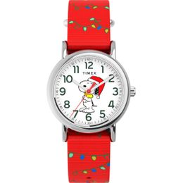 Quarzuhr Timex "Timex x PEANUTS Timex WEEKENDER", rot, Armbanduhren, Damen, Armbanduhr, Damenuhr, Textilarmband, analog