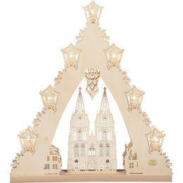 LED Lichterbogen SAICO ORIGINAL "3D-Lichterspitze, Kölner Dom", natur, B:31,5cm H:41,5cm T:4,5cm, Holz teilmassiv, Schwibbögen, Premium LED-Beleuchtung, warmweiß, BxHxT: 31,5x41,5x4,5 cm
