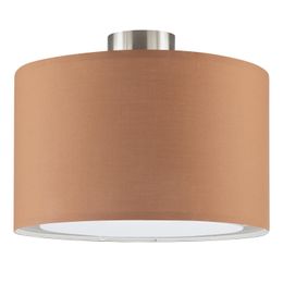 OTTO HOME Deckenleuchte "Stellan", braun, silberfarben, 1, Ø 40cm H: 33cm, 1 Stk., Leuchten, Deckenlampe mit Stoff - Schirm, Ø 40 cm, Höhe 32 cm