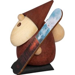 Räuchermännchen SAICO ORIGINAL "Weihnachtsmann - Snowboarder", rot, H:11cm L:10cm T:10cm, Holz, Räucherdeko, BxHxT: 10x11x10 cm