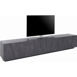 Lowboard Inosign "PING, TV-Board, TV-Band, TV-Kommode", grau (zement), B:243cm H:46cm T:44cm, Sideboards, mit 6 Türen, Breite 243,8 cm