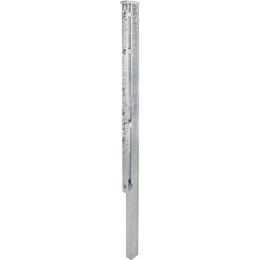 Zaunpfosten Alberts, grau (feuerverzinkt), B:6cm H:120cm T:4cm, Stahl, Zaunpfosten, 60x40 mm f&uuml;r Doppelstabmattenzaun, 120 cm, mit Flacheisen
