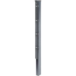 Zaunpfosten Alberts, grau (anthrazit), B:6cm H:120cm T:4cm, Stahl, Zaunpfosten, 60x40 mm für Doppelstabmattenzaun, 120 cm, mit Flacheisen