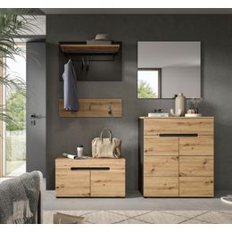 Garderoben-Set Inosign "REHAT, TOPSELLER, 5-teilig, Breite 175cm, individuell stellbar", grau (basalt grau, artisan nachbildung), B:175cm H:180cm T:37cm, Spanplatte, Kastenmöbel-Sets, Garderobenkombination, Kombination, Set, Flurgarderobe, Diele