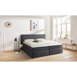 Boxbett Collection AB ""Athena", OTTOs Choice, Topseller wahlweise mit Bettkasten", grau (anthrazit), B:193cm L:206cm, Bezug Bett: Strukturstoff (100% Polyester), Bezug der Spiegelfläche Matratzendrell aus 100% Polyester. Topperbezug abnehmbar und waschbar bis 30º C, aus 100% Polyester, Komplettbetten, Boxspringbett, inkl. Topper bei Ausführung mit Matratze, in Härtegraden H2, H3, H4