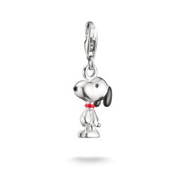 Charm-Einhänger Thomas Sabo "Thomas Sabo x Peanuts Snoopy Charm - Original", silberfarben, schwarz, rot, Charms, Damen, Silber 925 (recycelt)