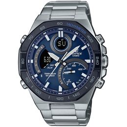 Smartwatch CASIO EDIFICE, bunt (silberfarben, blau), Smartwatches, Solaruhr,Armbanduhr,Herrenuhr,Stoppfunktion,Edelstahlarmband,Bluetooth