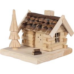 Räuchermännchen SAICO ORIGINAL "Räucherhaus, Waldhütte", natur, H:11cm L:13cm T:13cm, Holz, Räucherdeko, BxHxT: 13x11x13 cm