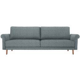 3-Sitzer "CR.450, Designsofa, Loungesofa", grau (wasserblau, steingrau 044, 72), B:208cm H:85cm T:95cm, NaturLEDER OSKAR (echtes Rindsleder);Chenille COCO (72% Polyester 15% Baumwolle 13% Polyacryl), CREATION BY ROLF BENZ, Sofas, modern Landhaus, Breite 208 cm, F&uuml;&szlig;e in Nussbaum