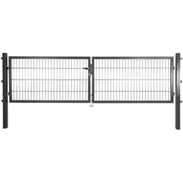 Zaundoppeltür Arvotec "ESSENTIAL", grau (anthrazit), B:300cm H:80cm, Metall, Tore, Breite: 300 cm, Höhe: 80 - 200 cm, zum Einbetonieren