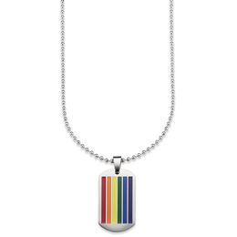 Kette mit Anhänger Bruno Banani "Schmuck Geschenk Halskette Regenbogen Dog Tag, Kugelkette", silber (edelstahlfarben), Halsketten, Herren, Edelstahl, L: 55 B: 2,4mm, Dog-Tag-Kette, mit Epoxidharz, B:2,4mm