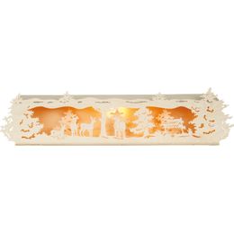 Schwibbogen-Fensterbank SAICO ORIGINAL "Lichterbogenerhöhung, Waldmotiv", natur, B:66cm H:17cm T:11cm, Holz teilmassiv, Schwibbögen, inkl. LED-Leuchtmittel, warmweiß, BxHxT: 66x17x11cm